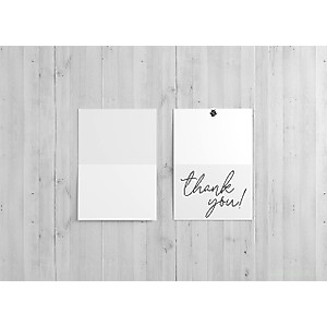 Red Door Inspirations 5x7 Thank you Note Cards with Envelopes (Black and White Thank You)
