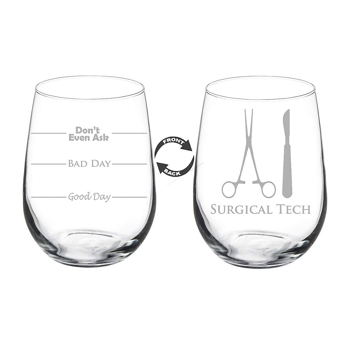 Wine Glass Goblet Two Sided Surgical Tech (17 oz Stemless)