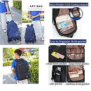 Rolling Backpack for Boys Girls Trolley Bag with Wheels Roller Backpack for Kids Wheeled Middle School Bookbags
