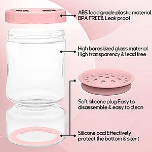 AiHeart Pickle Jar with Strainer Flip,51oz Pickle Jar,Pickle Container with Strainer,Airtight Hourglass Pickle Jar,For Dill Sliced Pickles Jalapeno,Olive(Pink)