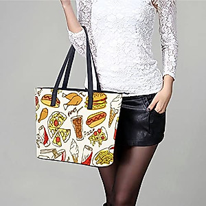 Womens Handbag Fast Food Pattern Leather Tote Bag Top Handle Satchel Bags For Lady