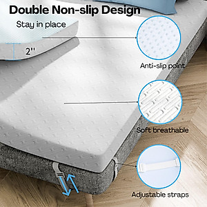 Hicomony 2 inch Memory Foam King Mattress Topper Cooling Gel Mattress Topper King, High Density Pressure Relief Bed Toppers Ventilated Design Breathable & Removable Fiber Cover Back Pain Relief