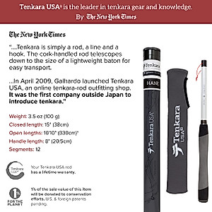 Tenkara USA Fly Fishing HANE™ Rod with Case, Super Compact All-Around for Small & Medium Fish - Ultra-Portable, Carbon Fiber, Lightweight (10ft10in - 330cm) (Tenkara USA Rod Only)