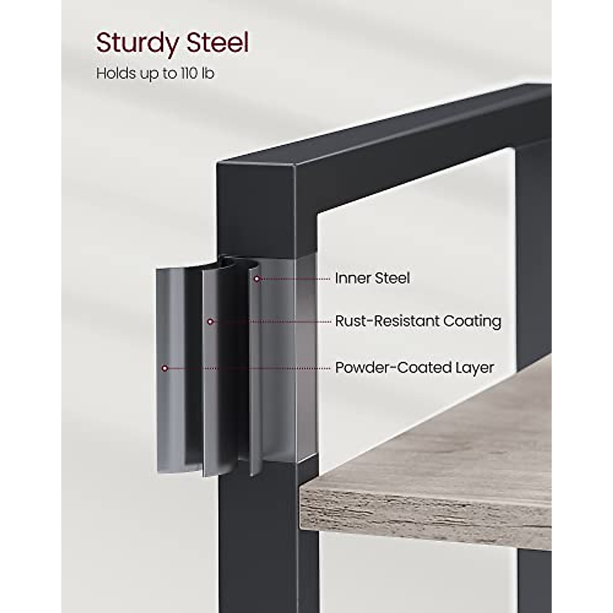 VASAGLE 6-Tier Tall Bookshelf, Large Bookcase with Steel Frame, Deep Book Shelf for Living Room, Home Office, Study, 11.8 x 31.5 x 73.2 Inches, Industrial Style, Greige and Black ULLS082B02