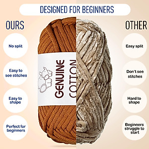 Timgle 18 Pack Beginners Crochet Yarn Cotton Yarn for Crocheting and Knitting with Easy to See Stitches Cotton Nylon Blend Yarn for Crochet Kit Making(Nature Colors)