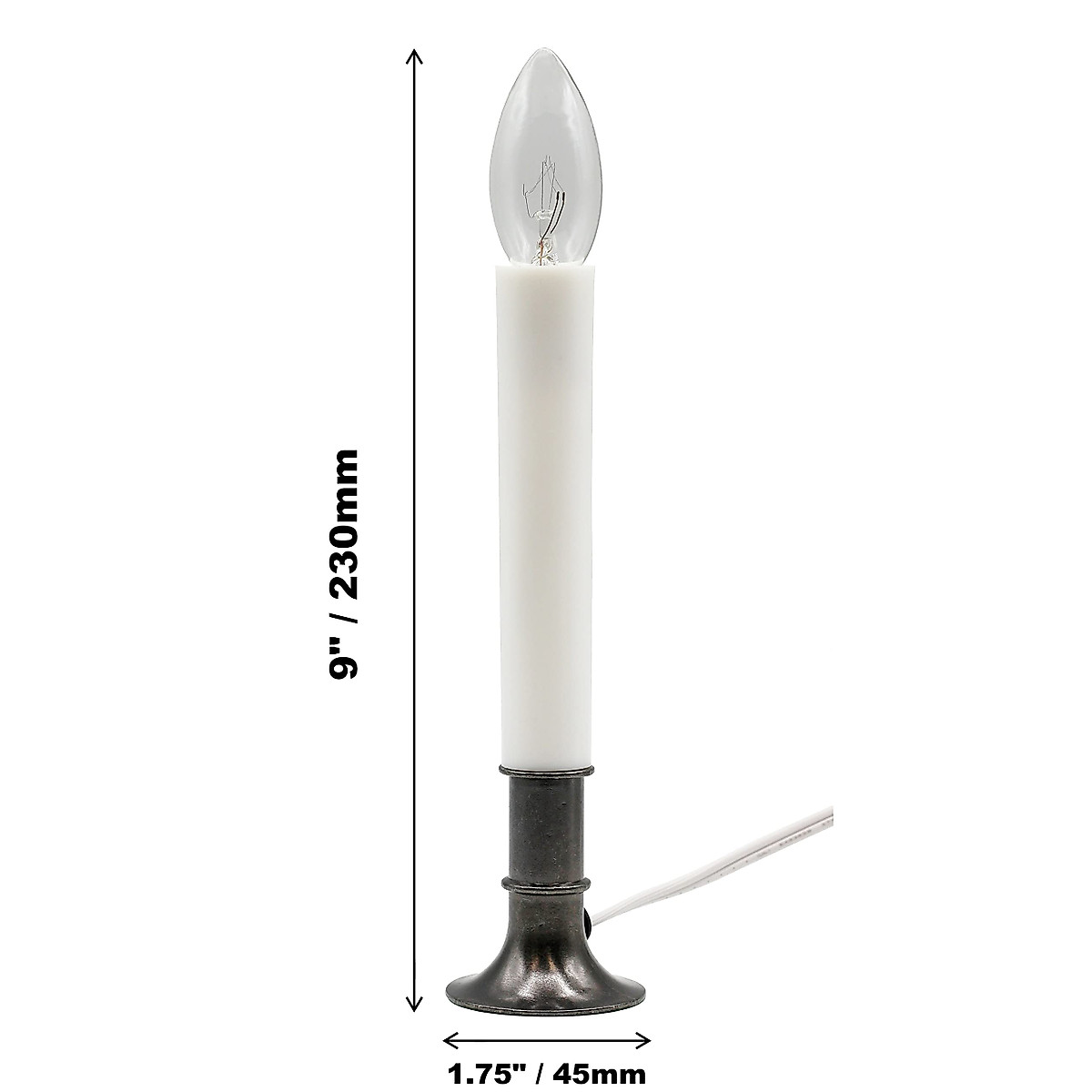 Creative Hobbies® Electric Window Candle Lamp with Pewter Plated Base, On/Off Switch, Light Bulb, Ready to Use!
