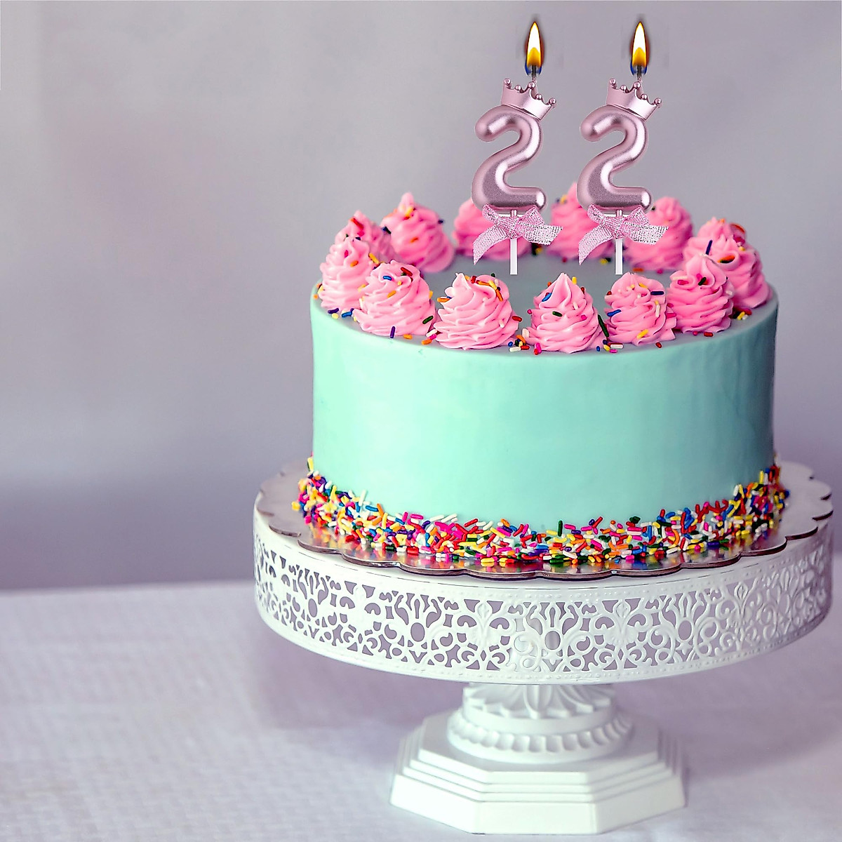 VSHILI 22nd Birthday Candles, Rose Gold 22 Year Old Number Birthday Candles, Happy Birthday Party Cake Topper Decoration Gifts for Women Men