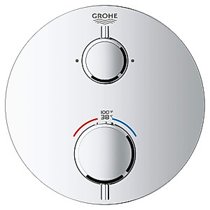 GROHE 24133000 Grohtherm Dual-Function 2-Handle Shower Thermostatic Valve Trim Kit, Starlight Chrome