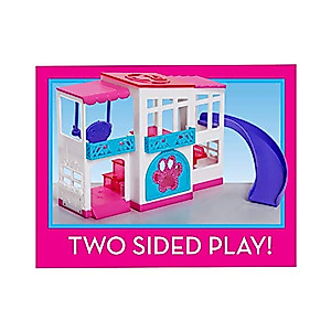 Barbie Pet Dreamhouse 2-Sided Playset, 10-pieces Include Pets and Accessories, Kids Toys for Ages 3 Up by Just Play