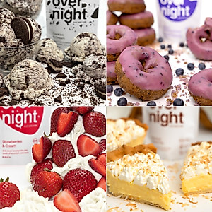 Oats Overnight - Party Variety Pack (8 Meals PLUS BlenderBottle ) High Protein, Low Sugar Breakfast Shake - Gluten Free, Non GMO Oatmeal (2.7oz per meal) Strawberries & Cream, Green Apple Cinnamon & More.