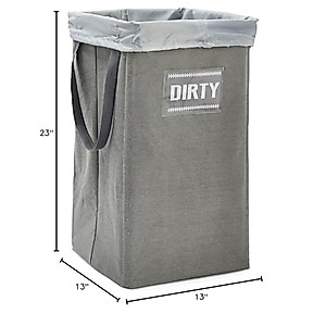 Juvale 5 Piece Large Collapsible Laundry Hamper with 2 Removable Liner Bags and Folding Frame (Grey, 13 x 23 In)