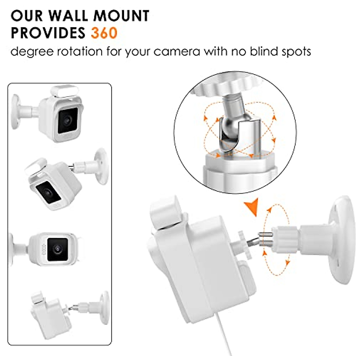 All-New Wall Mount for Wyze Cam V3 Camera (2-Pack),Compatible Wyze Spotlight Indoor/Outdoor Security Accessories Weatherproof Protective Cover and 360° Adjustable mounting Bracket Housing, White