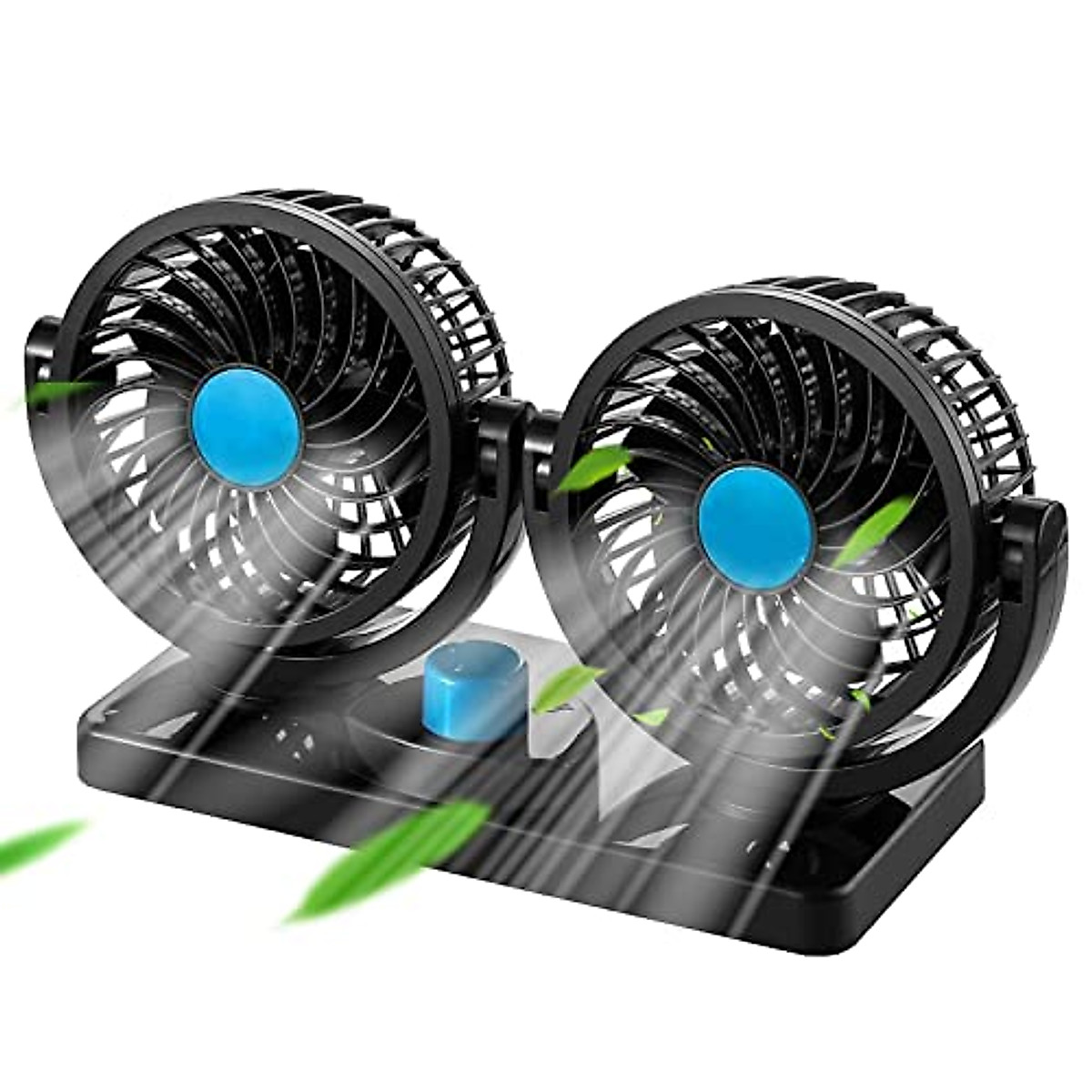 12V Car Fan, Electric Dual Head Car Cooling Fan with 360 Degree Adjustable 2 Speed Cooling Air Circulator Fan That Plugs into Cigarette Lighter, Auto Fans for Car Truck Van SUV RV Boat Golf Vehicles