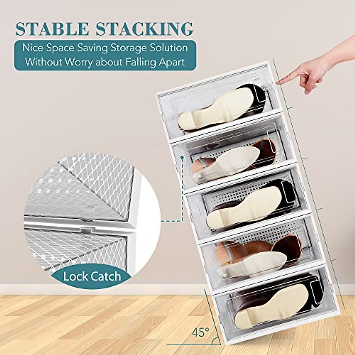 EazeHome Boot Box, Boot Storage, Boot Storage Solutions, 8 Pack Plastic Boot Storage Boxes, Stackable Storage Bins, Tall Boot Storage, Boot Storage Boxes for Tall Boots, Under Bed Boot Storage