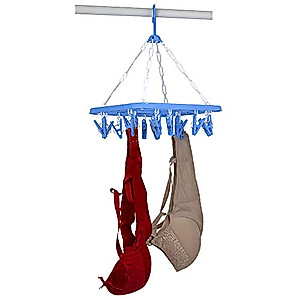 Home Basics 20 Hook Hanging Clothing Drying Rack, Rotates 360 Degrees, Indoor and Outdoor, Blue