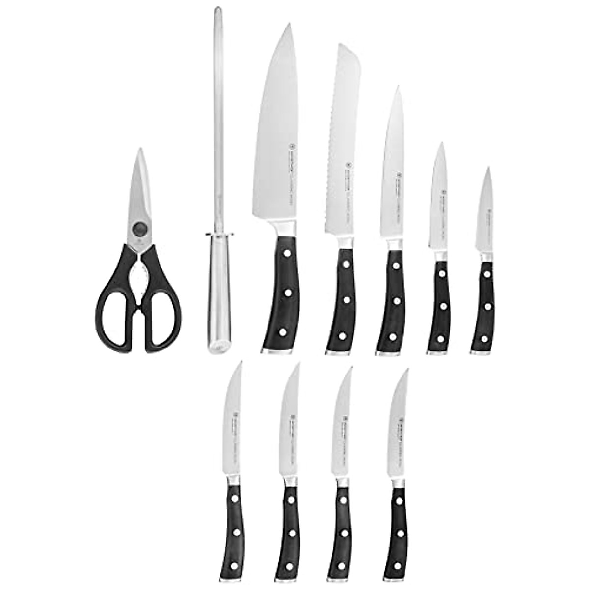 WÜSTHOF CLASSIC IKON Twelve Piece Knife Block Set | 12-Piece German Knife Set | Precision Forged High Carbon Stainless Steel Kitchen Knife Set with 15 Slot Wood Block – Model