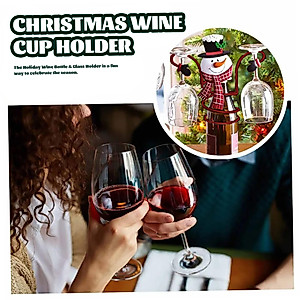CAKEEYUM Wine Bottle Holder, 2Pcs Christmas Smowman Wine Rack, Cute Wine Glass Holder, Metal Wine Holder Hold 1 Bottle & 2 Glasses, Wine Decor for Chritmas Party Home Decor