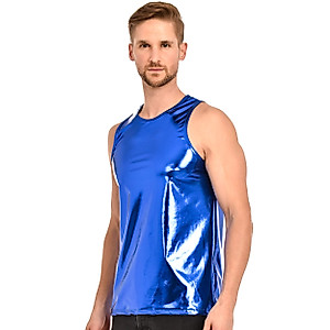 Gary Majdell Sport Men's Liquid Metallic Muscle/Tank Top Shirt (Liquid Blue, Medium)