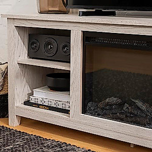 Walker Edison Wren Classic White Wash TV Console for 65 + Inch Television Fireplace Entertainment Center, 58 Inch
