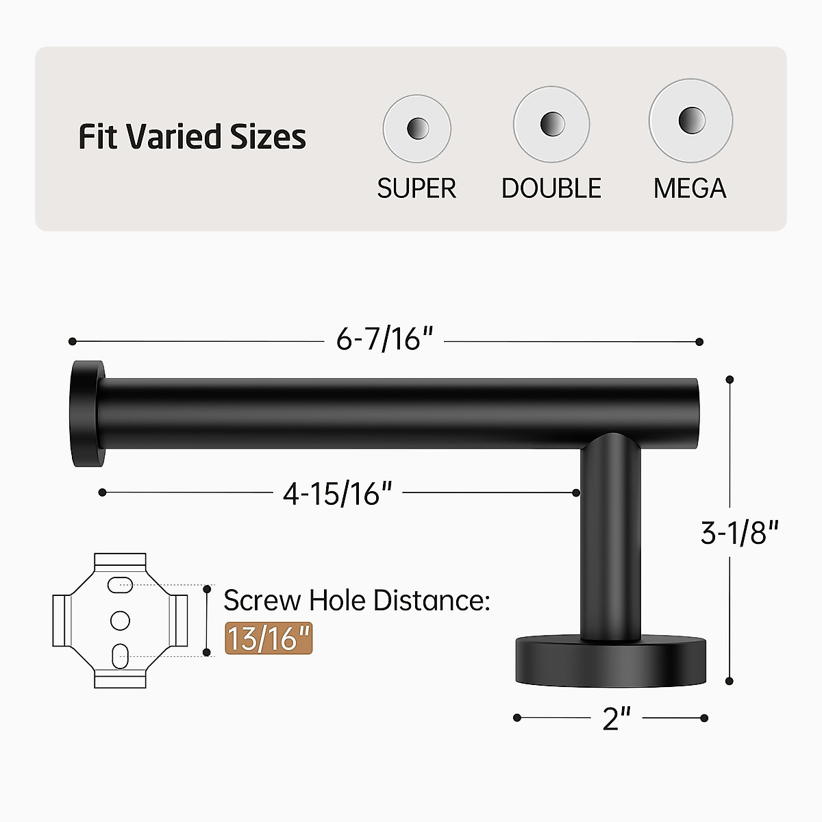 KES Black Toilet Paper Holder, Bathroom Tissue Holder Paper Roll SUS 304 Stainless Steel Wall Mount Matte Black, A2175S12-BK