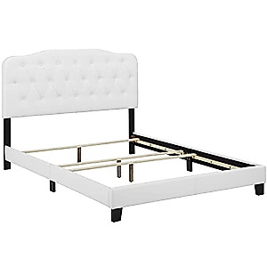Modway Amelia Tufted Faux Leather Upholstered Full Platform Bed in White