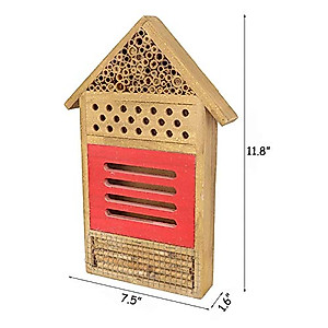 PINVNBY Insect House Natural Wooden Bee Hotel Butterfly Habitat for Gardens Ladybugs(Ladybirds), lacewings, Butterfly, Mason Bees, Solitary, Leaf Cutter & Many Other Beneficial Insects