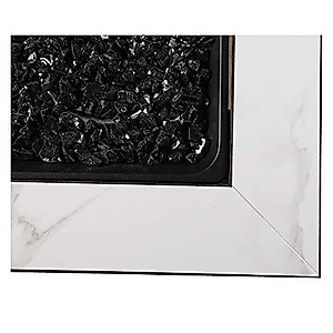 Endless Summer 30 Inch Square Outdoor 50,000 BTU LP Gas Fire Pit Table with Steel Mantel, Slate Finish, and Black Fire Glass, Gray