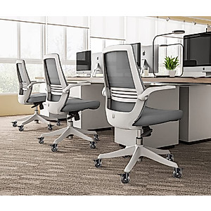 LONGADS Office Chair Caster Wheels with Brakes 5 Packs 3 in for Hardwood Floors and Low Pile Carpet,Heavy Duty Quiet Swivel Replacement -Made from Soft Premium Pu Rubber-Black