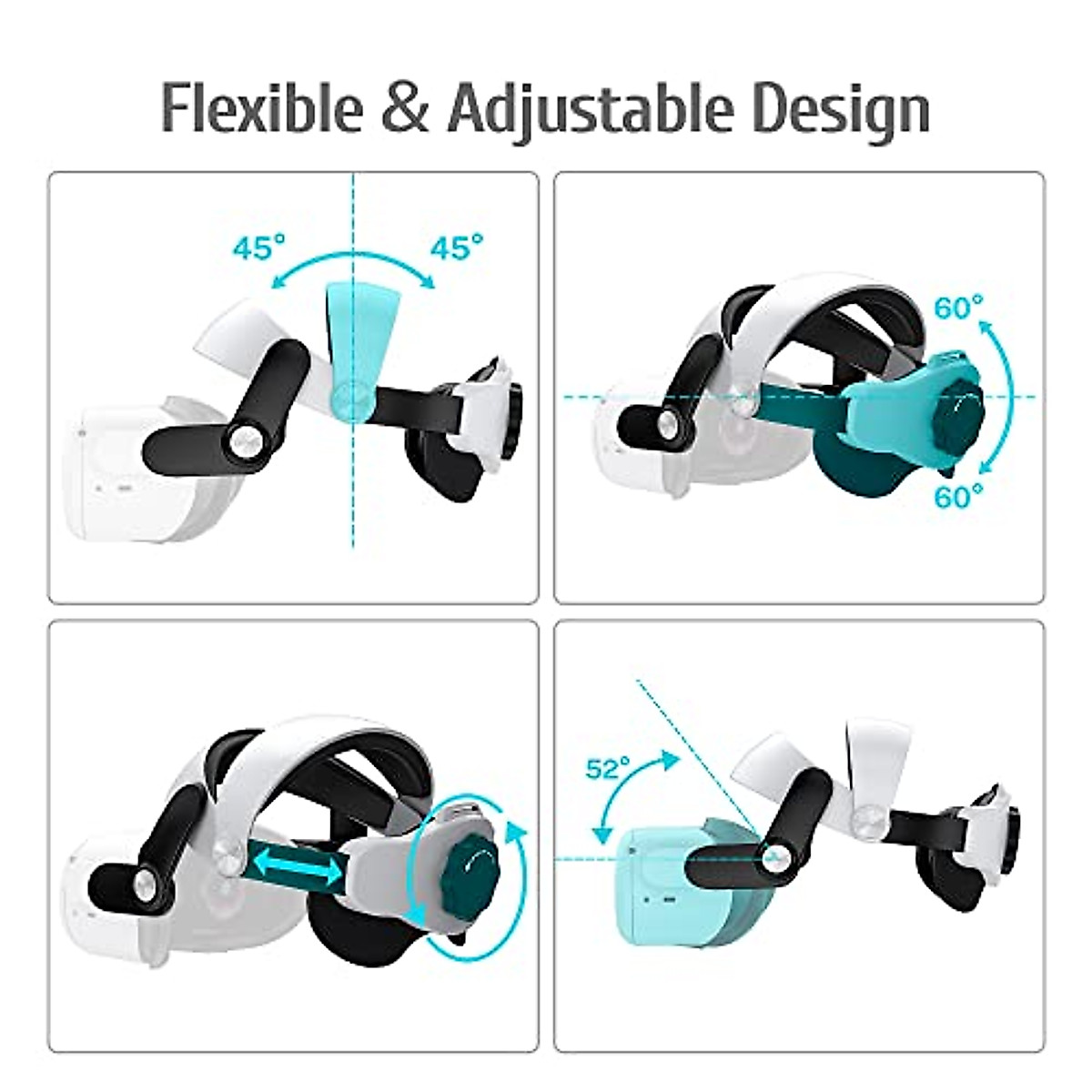 Head Strap for Quest 2, Adjustable for Adults and Kids, Comfy & No Head Pain, Glasses-Friendly