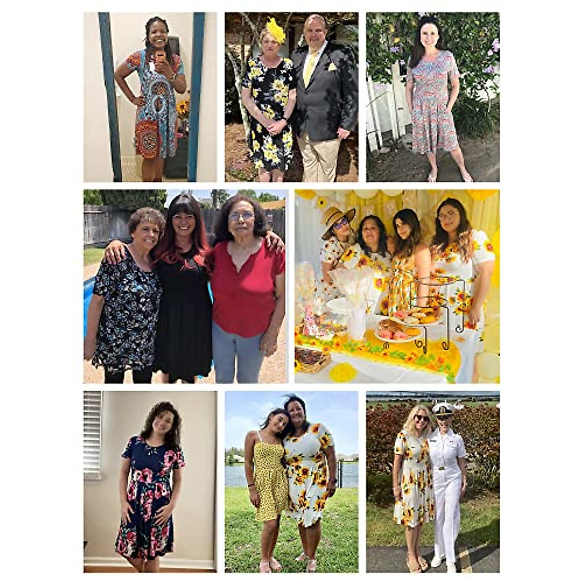 DouBCQ Women's Casual Short Sleeve Flowy Pleated Loose Dresses with Pockets (0-Purple, L)