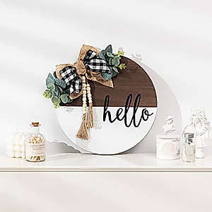 Heart Carpenter Home Decorations Door Sign "HELLO" Porch Sign for Spring Welcome Sign Rustic Farmhouse Wall Decor for Home(Hello)