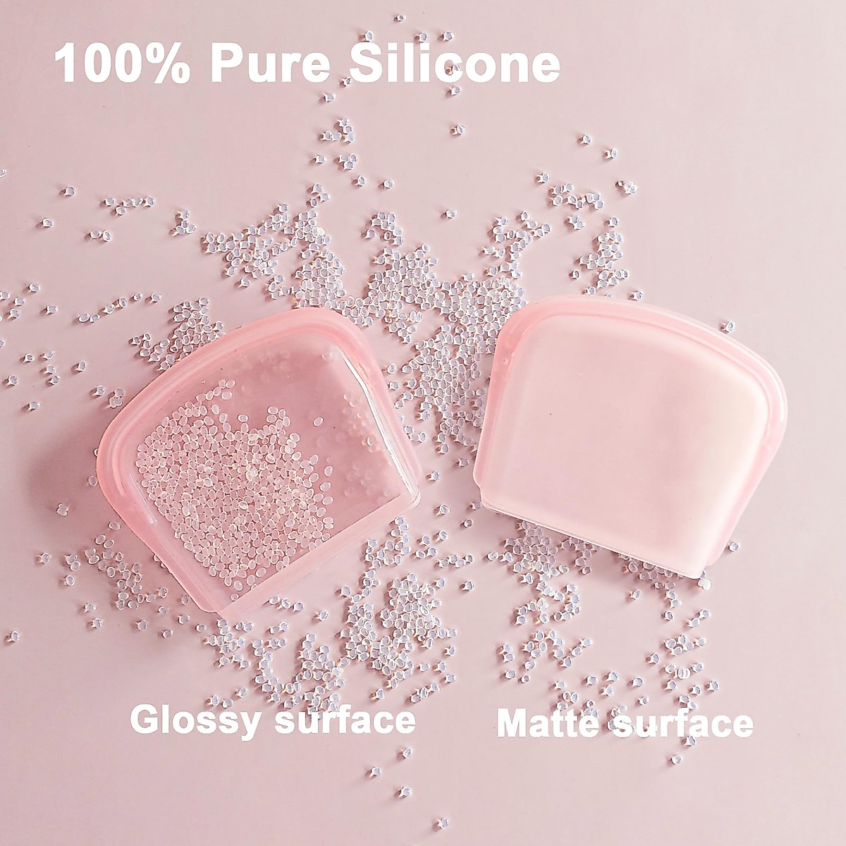 KVK Silicone Reusable Storage Bag Reusable Silicone Pouch Bags Food Grade Silicone Pocket Bags 6 Pack 7oz Food Storage Container for Snack Dog Treat and Cards Large Opening Oven and Dishwasher Safe