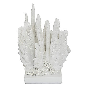 Deco 79 Polystone Coral Decorative Sculpture Home Decor Statue, Accent Figurine 7" x 6" x 10", White