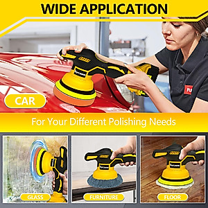 Cordless Car Buffer Polisher for Dewalt 20V Battery, 6 Inch Portable Orbital Buffer Polisher Kit, 8 Variable Speed Car Polisher for Car Detailing/Polishing/Waxing (Battery Not Include)