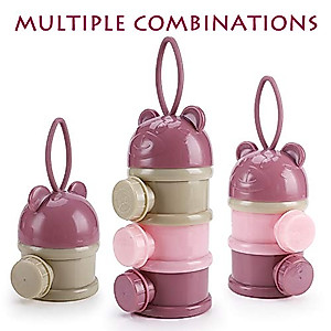 Accmor 3 Layers Baby Milk Powder Formula Dispenser On The Go, Formula Container for Travel, Non-Spill Stackable Baby Snack Storage Container with Handle,BPA Free,Purple