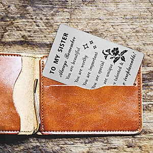 HYHYDHP Sister Birthday Gifts from Sister Brother - Compliment Gifts Wallet Card for Sister - Mothers Day Cards for Sister, to My Beautiful Sister Presents