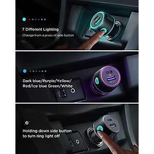 USB C Car Charger, 60W 2-Port Super Fast Car Charger Adapter, JOYROOM PD 30W & QC 30W & PPS 25W Fast Car Charger for iPhone 14/13/12, iPad Pro, Samsung Galaxy S22/21/Pixel 7/Moto/LG,7 Color Modes