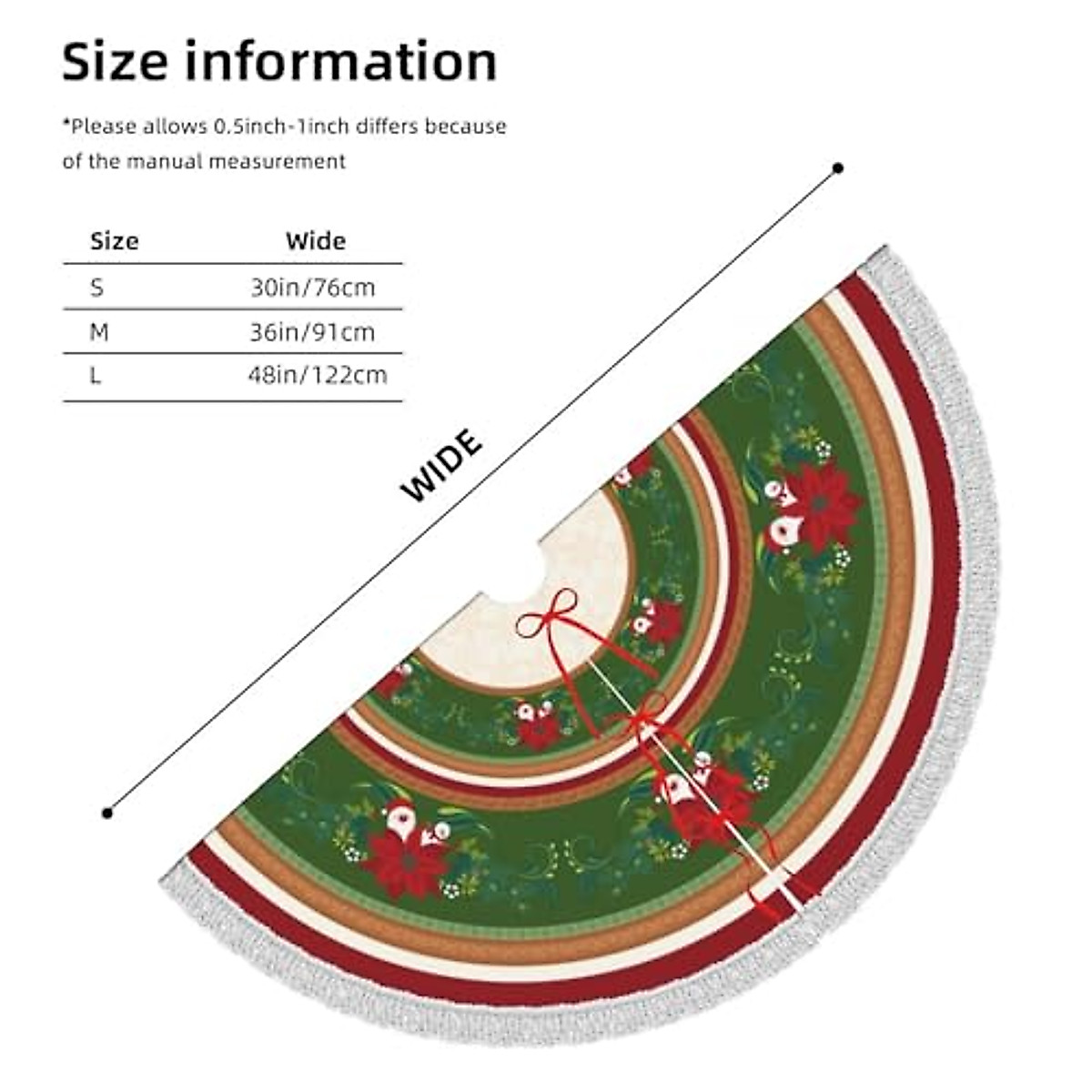 IJQRVJ Hockey Theme,Christmas Tree Skirt with Tassel Lace-up,Hockey Sticks and Stars in Circle,Christmas Tree Decoration Xmas Tree Mat for Holiday Party Indoor Decorations,Navy Blue,30in