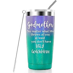 JERIO Godmother Gifts from Godchild,Godparent Proposal Gift - 12 oz Stainless Steel Wine Tumbler Gifts Perfect Mother’s Day Christmas gifts for God Mom