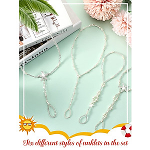 Fumete 12 Pcs Beach Barefoot Sandals Foot Jewelry Anklet Beach Wedding Foot Jewelry Toe Ring Anklet Bracelet Anklet Chain for Women (Classic Style)
