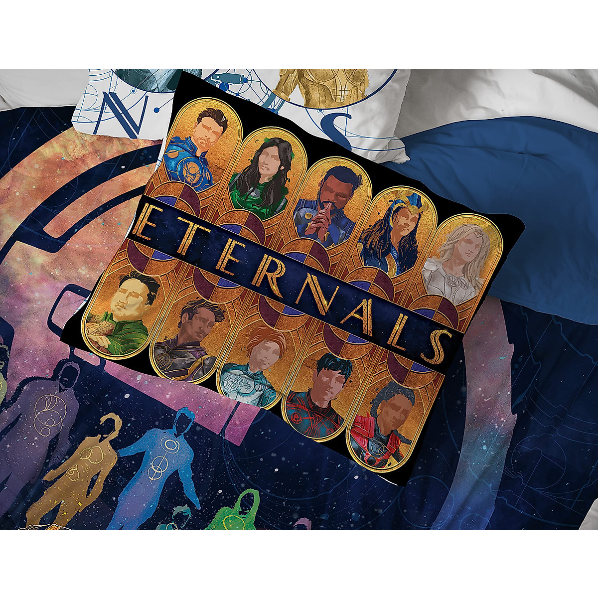 Jay Franco Marvel Eternals Space Force 7 Piece Queen Size Bed Set - Includes Comforter & Sheet Set Bedding - Super Soft Fade Resistant Microfiber (Official Marvel Product)