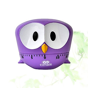 Hemoton 60-Minute Kitchen Timer Owl Shape Mechanical Kitchen Timer Manual Timer Kids Cooking Timer Reminder (Random Color)