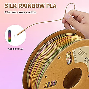 ERYONE Metal Luster Silk Rainbow Filament PLA 1.75mm for 3D Printer +/- 0.03 mm, 1kg (2.2LBS)/Spool