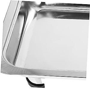 Garneck Steel Buffet Metal Serving Tray Dish Rack Tray Stainless Steel Sheet Pan Salad Platter Chafing Warmers Chafing Dish Inserts Buffet Party Metal Tray Canteen Tray Buffet Snack Tray