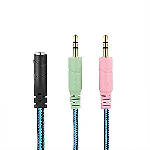 Headset Splitter Cable, 3.5mm Female to Headphone Mic and Audio, Y Splitter Adapter Cable for Laptop Computer