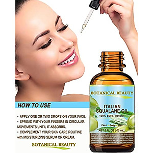 Botanical Beauty SQUALANE Italian Olive. 100% Pure Natural Undiluted Oil. 1 fl.oz- 30ml. 100% Ultra-Pure Moisturizer for Face, Skin, Body, Hair. Reliable 24/7 Skincare Protection