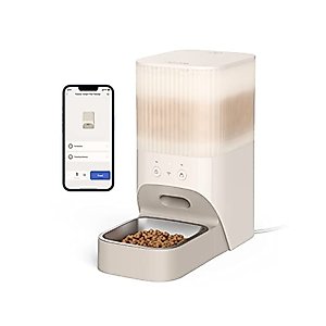 Nooie Pet Feeder, Smart Automatic Cat Feeder, 2.4GHz Wi-Fi, 3.8L Dry Food Dispenser, Portion Control, Low Food Detection, Real-Time Alerts, Clog-Free, Stainless-Steel Bowl, Suitable for Small Dogs
