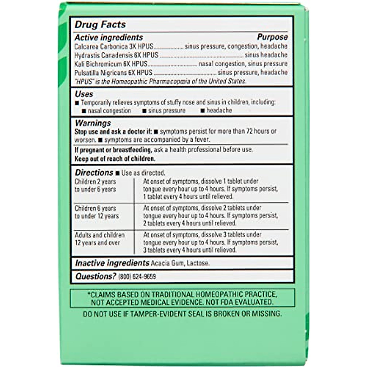 Hyland's 4 Kids Stuffy Nose & Sinus Cold and Allergy Medicine for Children Ages 2+ Headache Relief and Nasal Decongestant, 50 Tablets