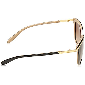 Ralph by Ralph Lauren Women's RA5203 Cat Eye Sunglasses, Shiny Black On Nude & Gold/Gradient Brown, 54 mm