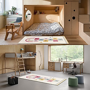 Topotdor Rainbow Sky Hopscotch Game Rugs,Kids Play Area Rugs Soft Floor Carpet for Bedroom Playroom Nursery,Great Gift for Girls & Boys,27.5" x 63"